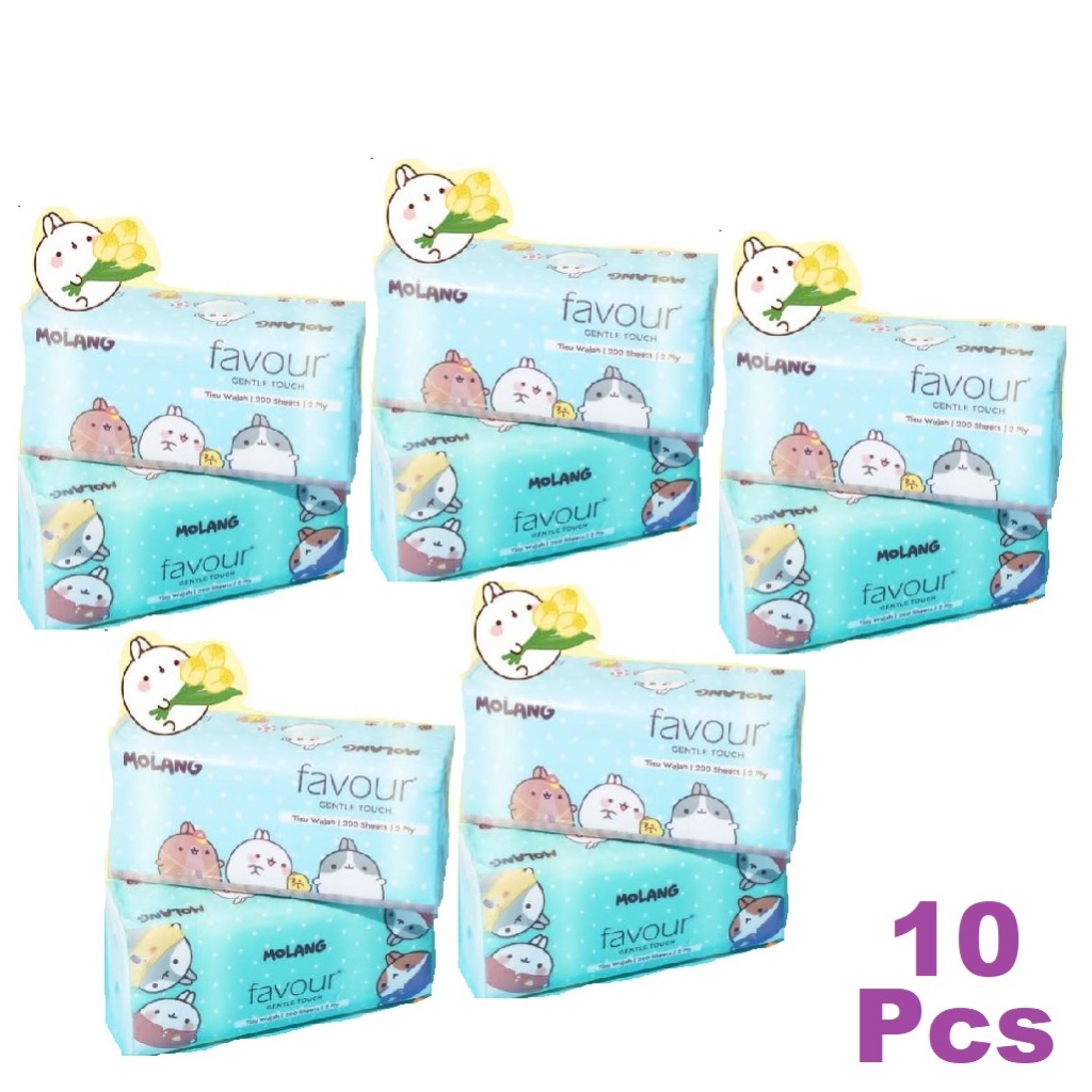 Jual ( PAKET 10 pcs ) Tissue Lembut 200 Sheet FAVOUR Molang new ...