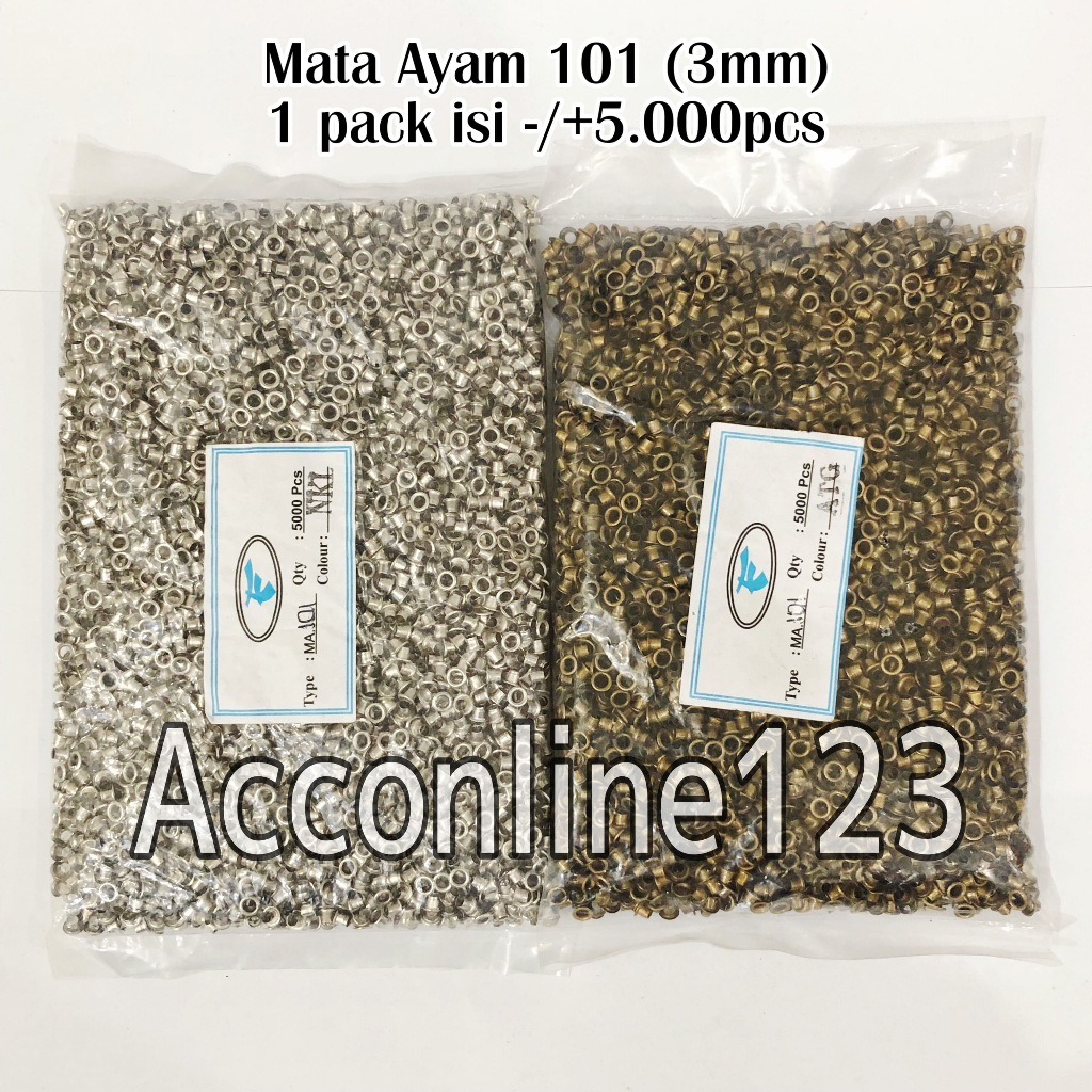 Jual Mata Ayam 101 (3mm) / Mata Ayam Eyelet 101 (3mm) - 1 pack isi -/+5 ...