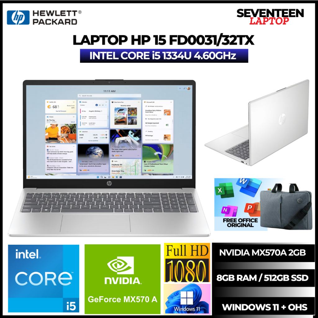 Jual HP 15 FD003 NVIDIA MX570A INTEL i5 1334U 8GB/512GB SSD 15.6Inches ...