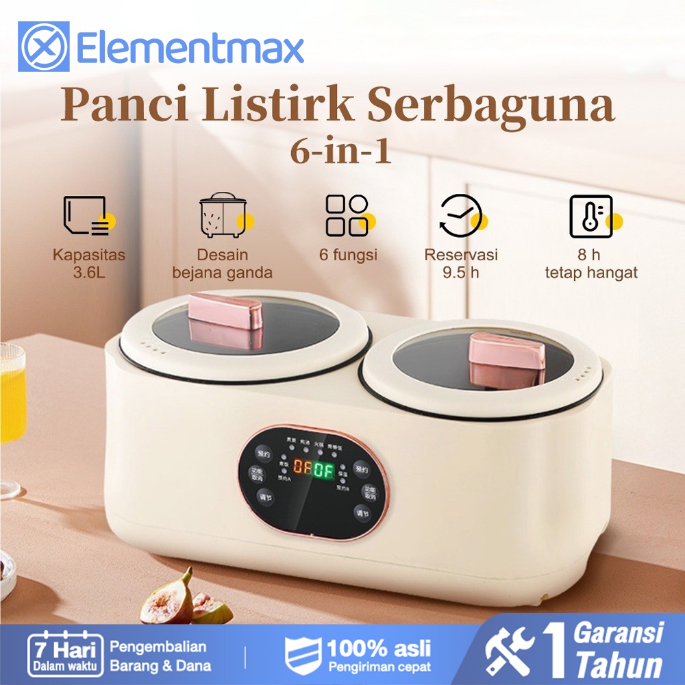 Jual Elementmax Mini Panci Listrik Multifungsi 6-in-1 & Double Pot ...