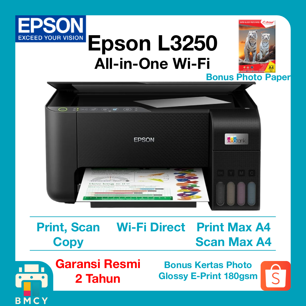 Jual Epson L3250 Printer Wifi Scanner Fotokopi A4 Print Scanner ...