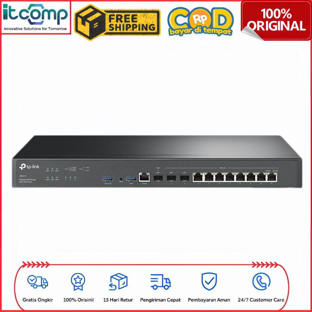 Jual TP-Link ER8411 Omada 3 Port 10G SFP+ + 8 Port Gigabit + 2 Port USB ...