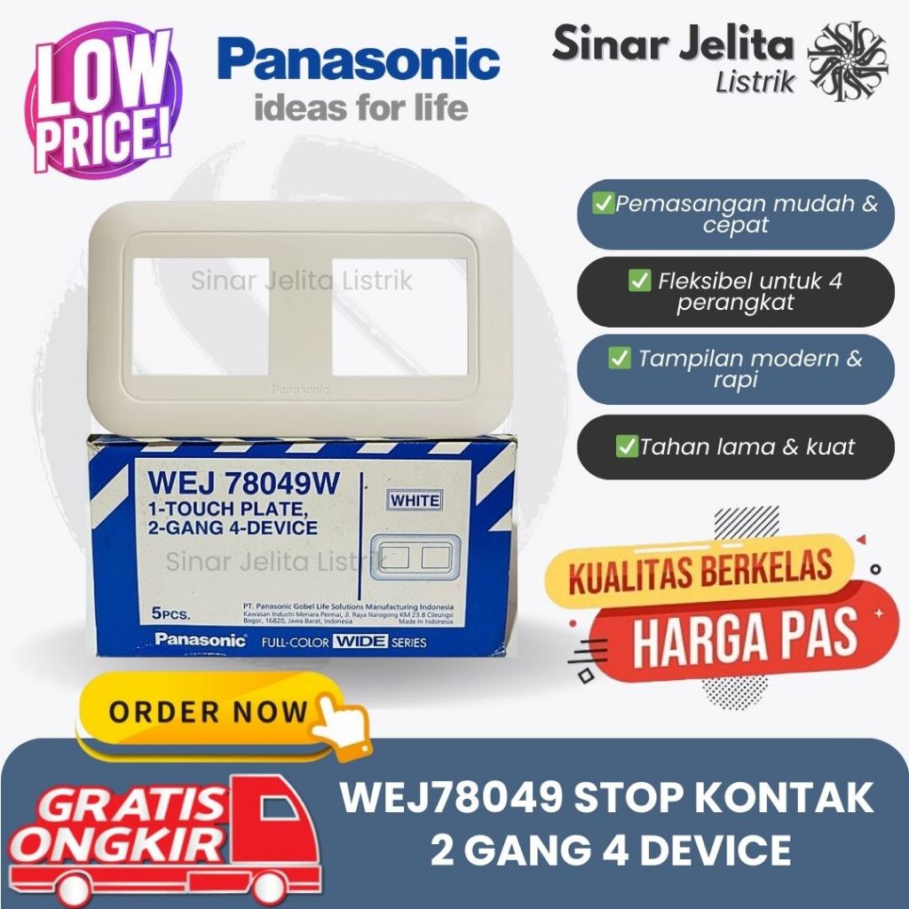 Jual Stop Kontak Double Universal Putih PANASONIC WEJ 78049 - 2 Gang 4 ...