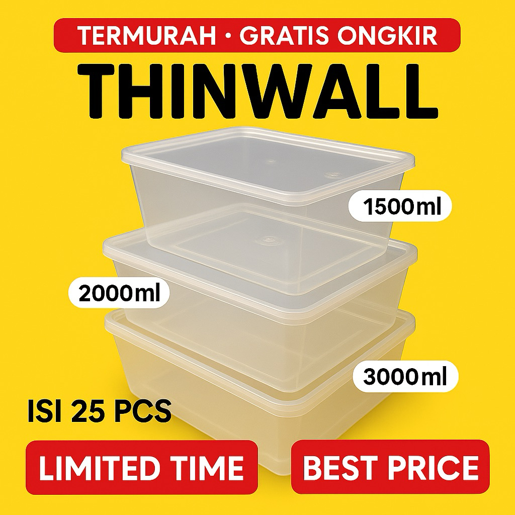 Jual Thinwal Square 2000ml Isi 25 Pcs JD / [ISI 25 PCS] Thinwall Merk ...