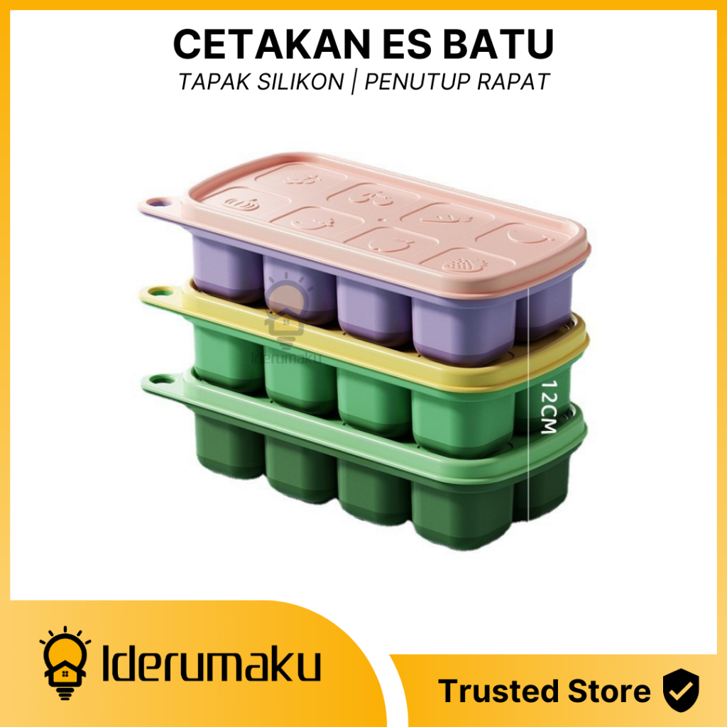 Jual Cetakan Es Batu 8 Kotak Tapak Silikon Tempat Penyimpanan Es Batu ...