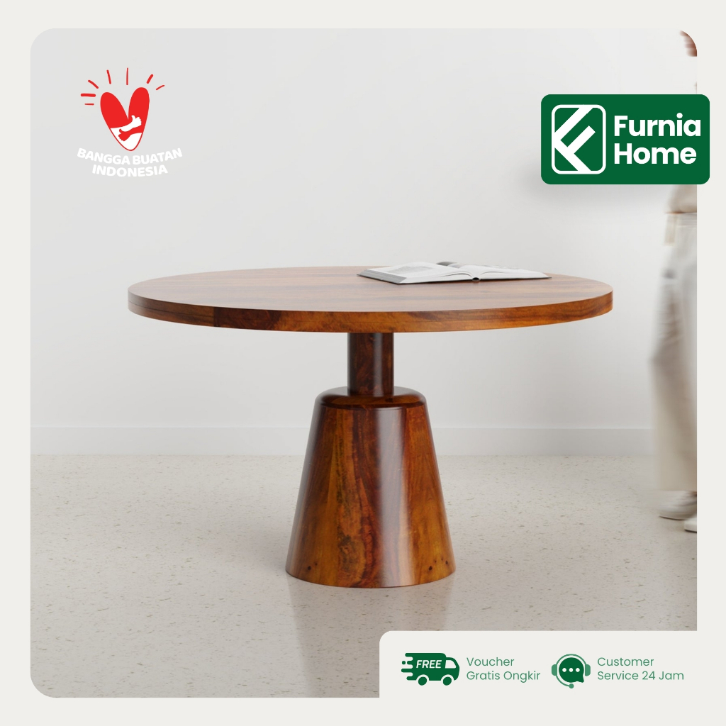 Jual Meja Makan Round Table Ukuran Diameter 100 cm Finishing Wallnut 4 ...