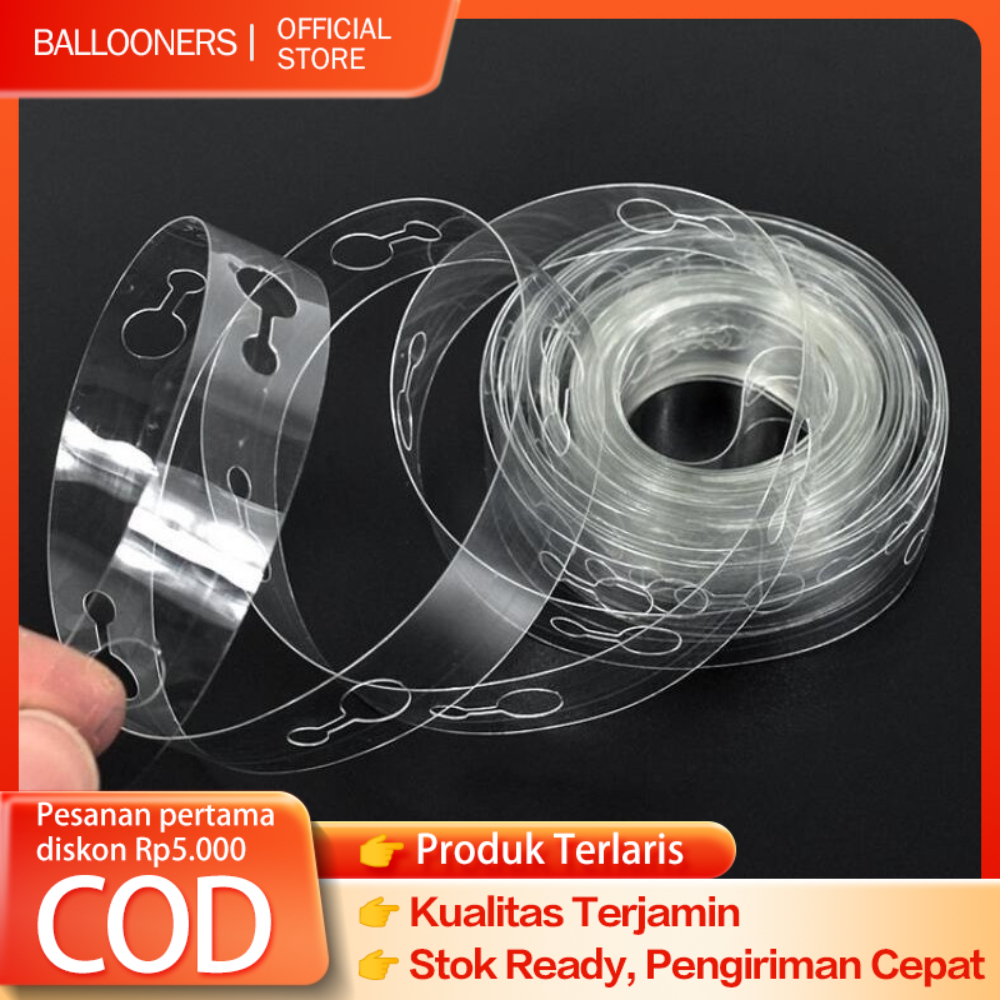 Jual Klip Balon Rantai Klip Balon 5 Meter Balloon Chain Tape Strip ...