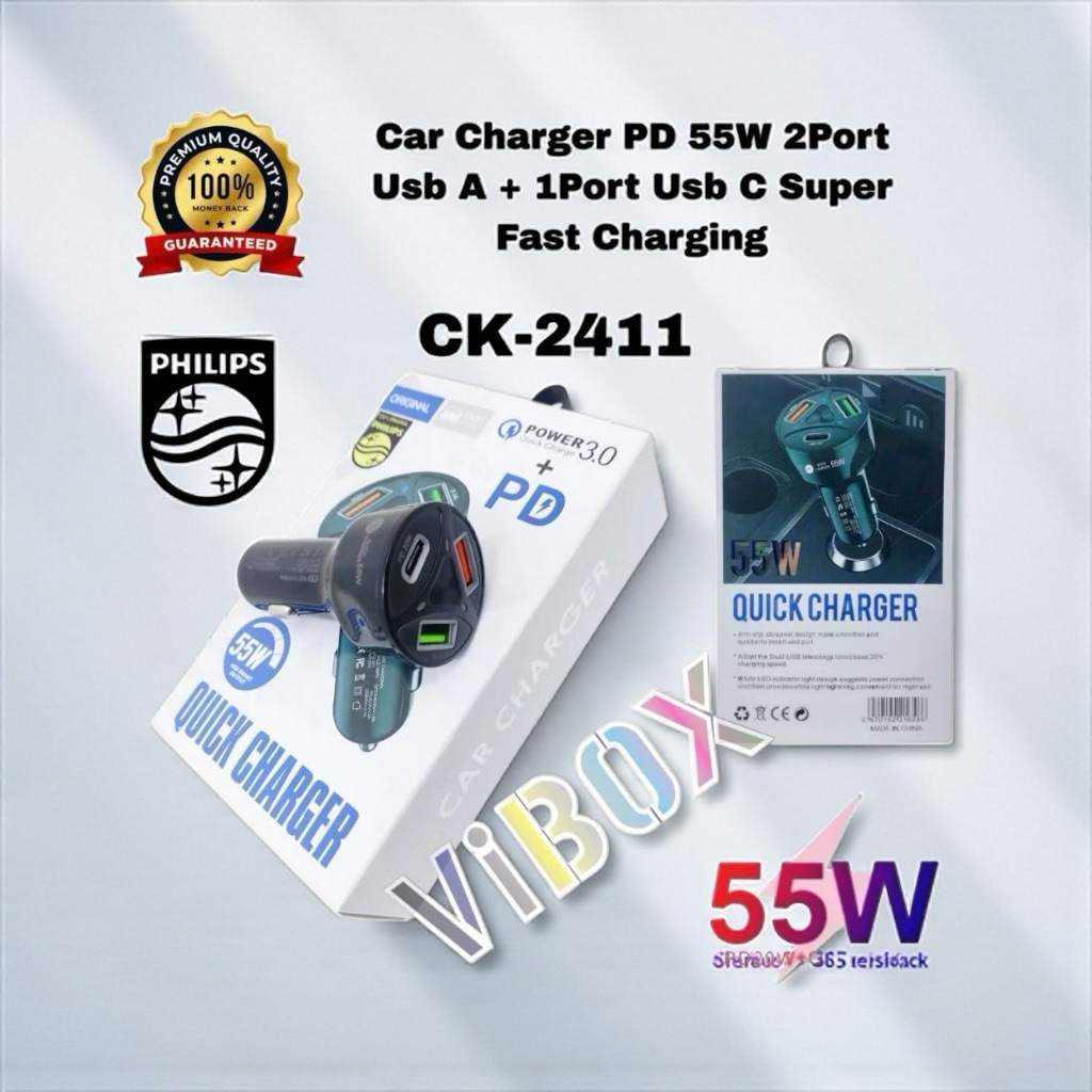 Jual Philips CK-2411 Car Charger Adaptor 55W Batok Saver Mobil Trio 2 ...