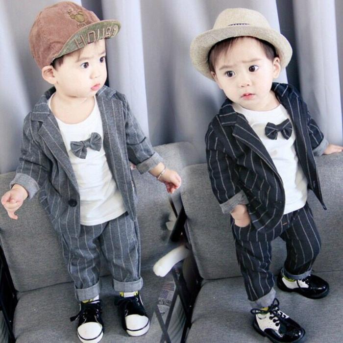 Jual Setelan Jas Tuxedo Set 3in1 Anak Laki Laki Strip Import 6 Bulan ...