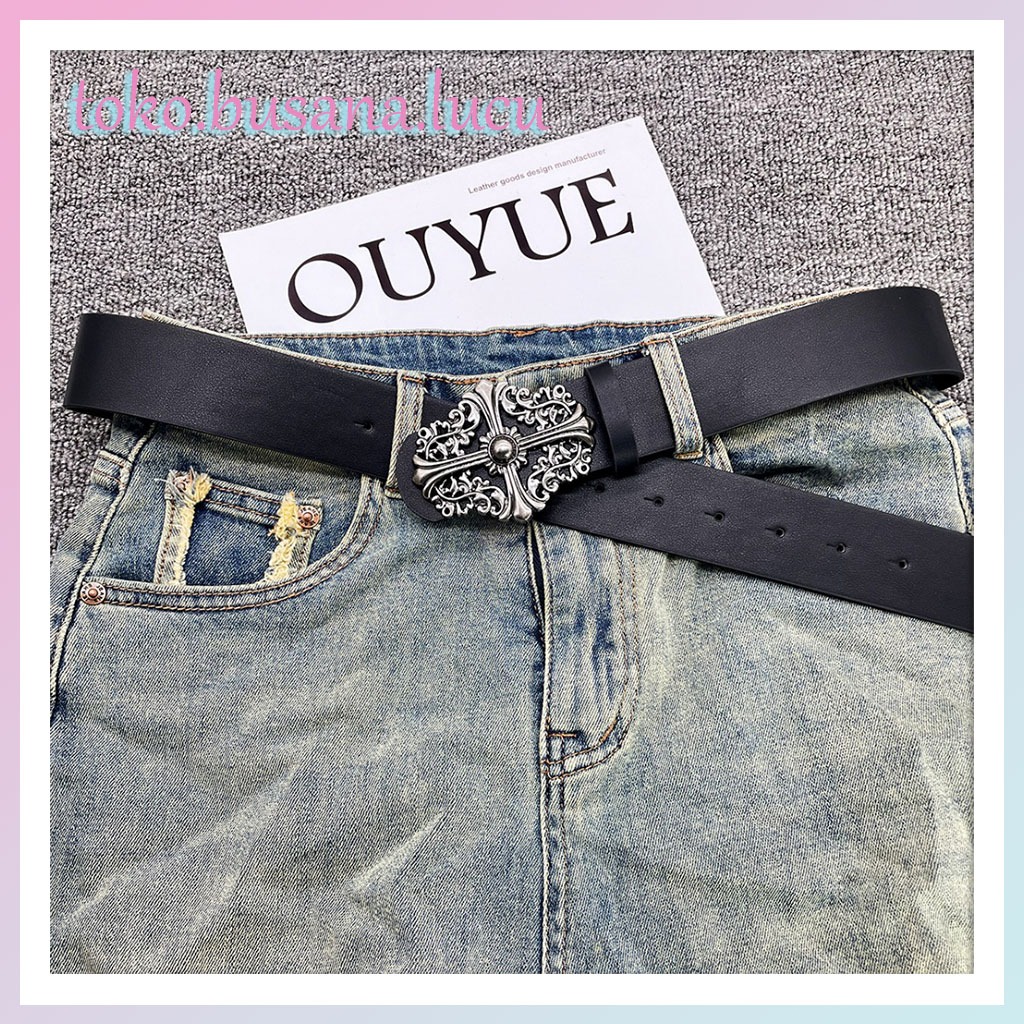 Jual Ikat Pinggang Wanita & Pria Fashion Kulit PU Gesper Silang Belt ...