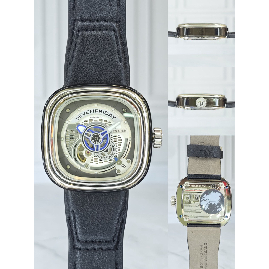 Jual jam pria autoamtic seven friday tali kulit hitam sf Ps1 ukuran ...
