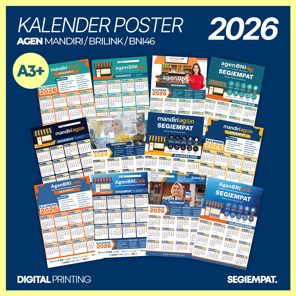 Jual KALENDER 2026 POSTER CUSTOM AGEN BRILINK MANDIRI BNI46 / KALENDER ...