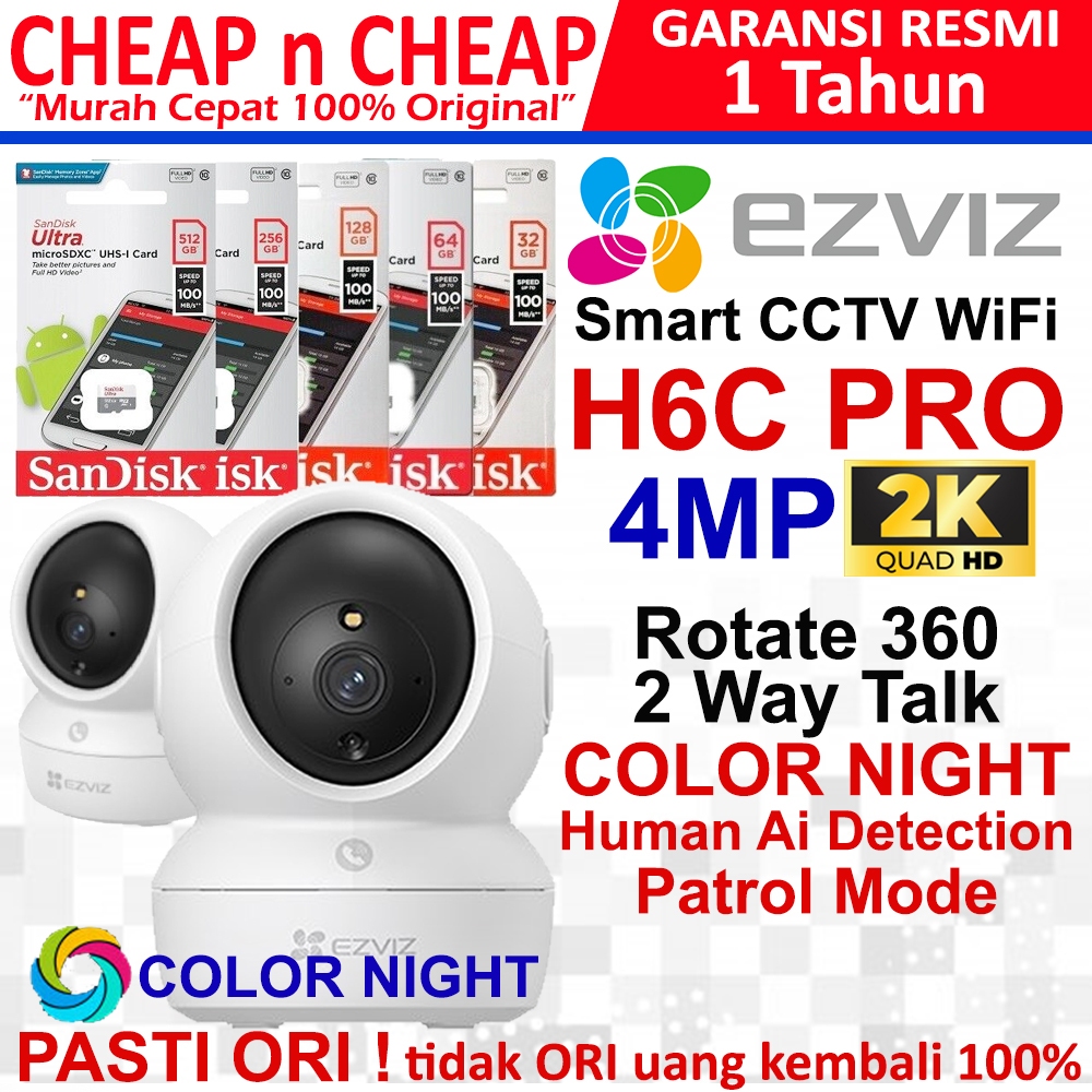 Jual Ezviz H6C Pro 2K+ 4MP Rotate 360 - Smart CCTV Wifi Wireless Camera ...