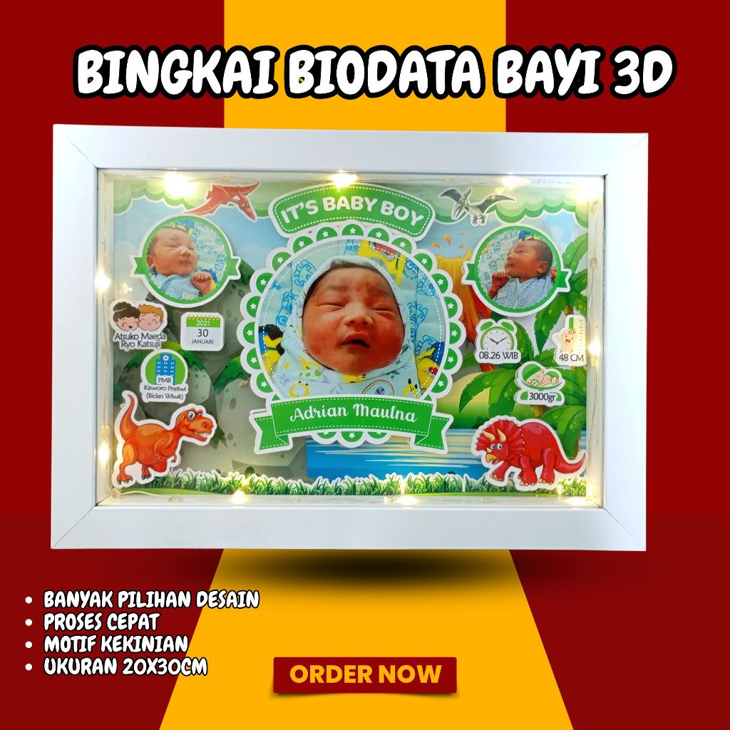 Jual FOTO BINGKAI BIODATA BAYI 3D /POP UP FRAME /KADO HADIAH BAYI ...