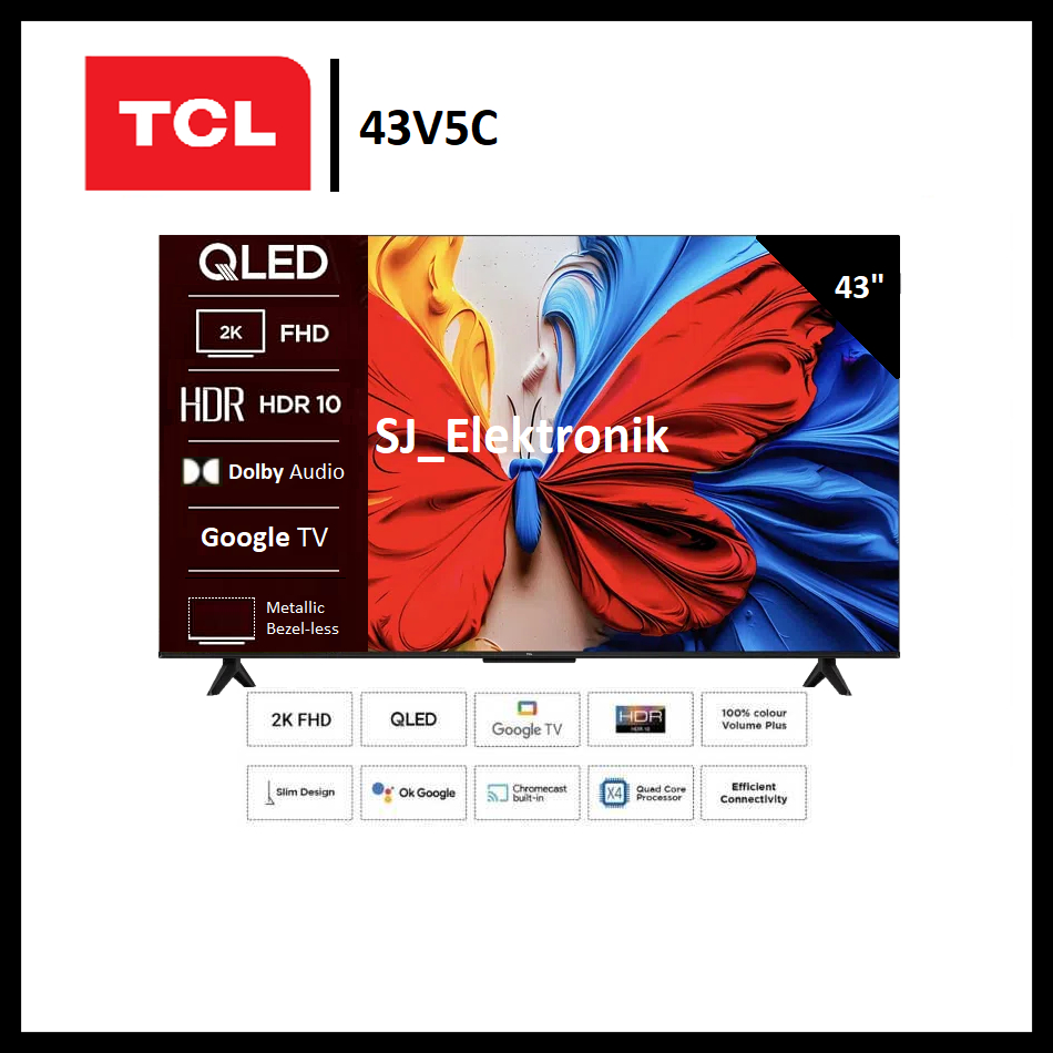 Jual TCL 43V5C Ultimate QLED FHD Google TV | LED 43 Inch V5C Dolby ...