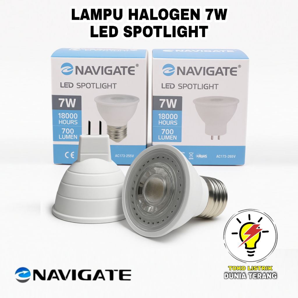 Jual NAVIGATE LAMPU HALOGEN SPOTLIGHT 7W LED FITTING MR16/E27 ...