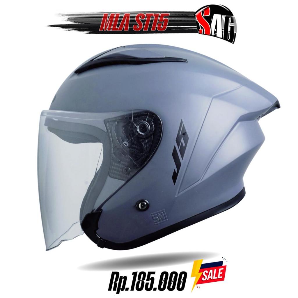 Jual CUCI GUDANG HELM HALF FACE MLA J5 NEW/ST15 KACA CLEAR SNI HELM ...