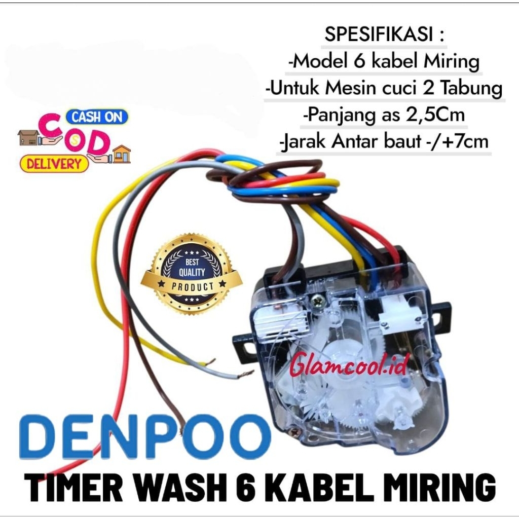 Jual TIMER WASH 6 KABEL MESIN CUCI DENPOOO 2 TABUNG KAKI MIRING ...