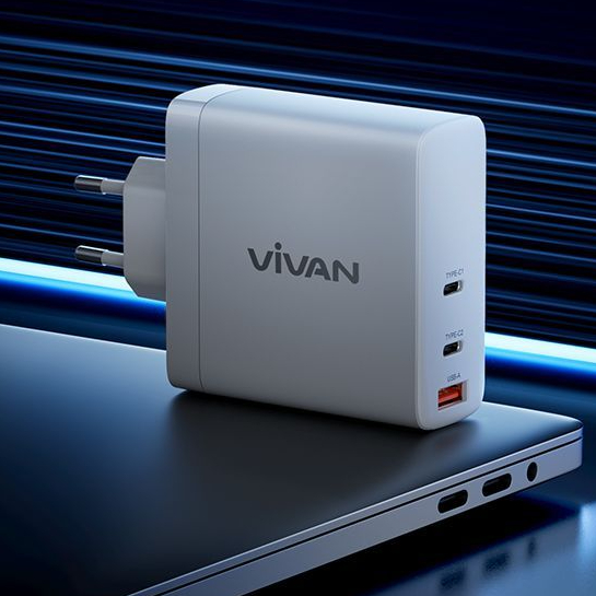 Jual VIVAN GaN04 Charger 140W – 2×USB-C + 1×USB-A, PD 3.1 & QC 3.0, GaN ...
