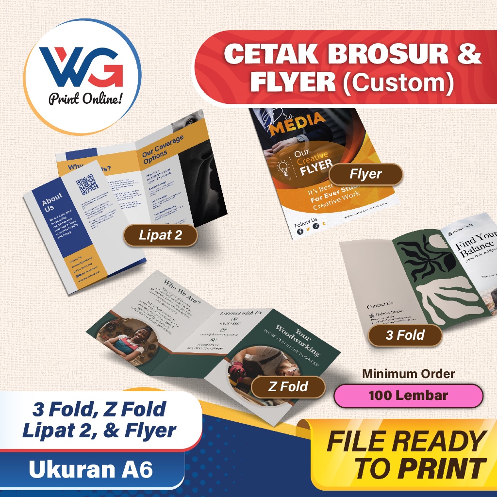 Jual Cetak BROSUR & FLYER A6 (10,5x14,8 cm) Bi Fold, 3 Fold, Z Fold ...