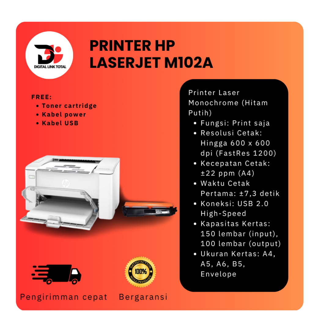 Jual Printer Hp LaserJet Pro M102a Hitam Putih Bekas Hemat Listrik ...