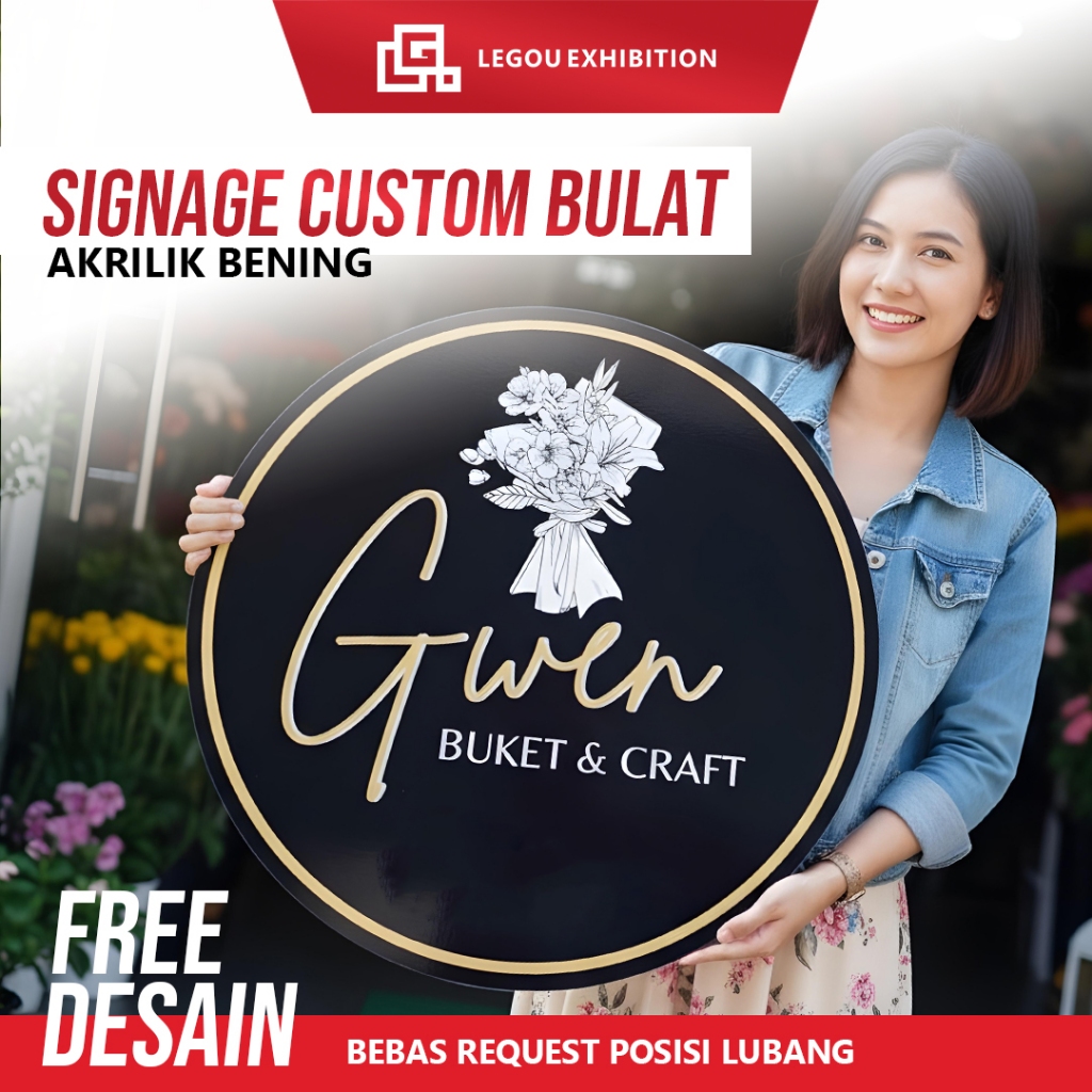 Jual Papan Nama Akrilik Custom Bulat UV Anti Pecah Termurah Khusus ...