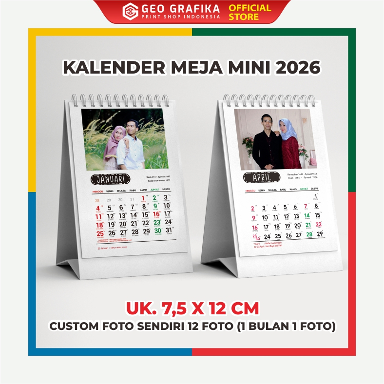 Jual Kalender Meja Mini Kalender Duduk Mini Custom Foto Sendiri Tahun ...