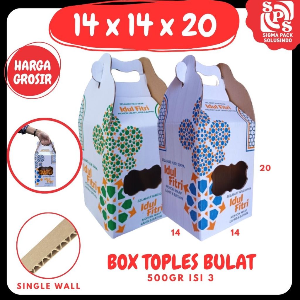 Jual Kardus Jinjing 14x14x20 Kue Kering Bulat Gable Box Kuker Ied ...