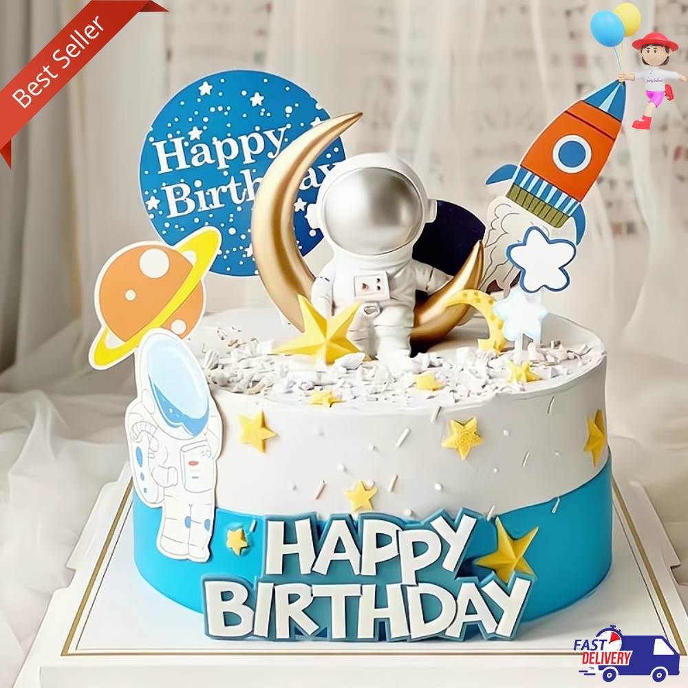 Jual Cake Topper Motif Astronot Tusukan Kue Ulang Tahun Motif Antariksa ...