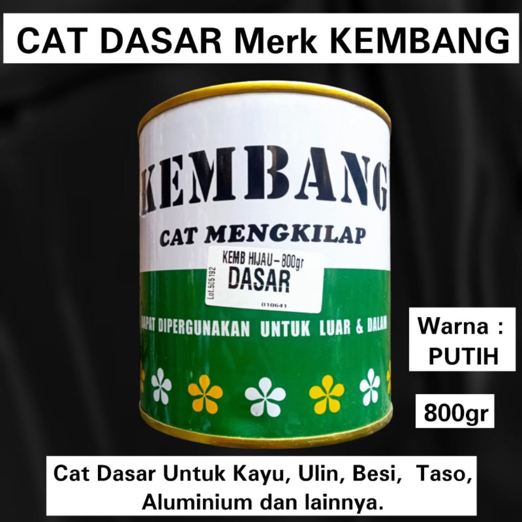 Jual Cat Dasar merk KEMBANG Cat Warna PUTIH 800gr Cat Mengkilap Cat ...