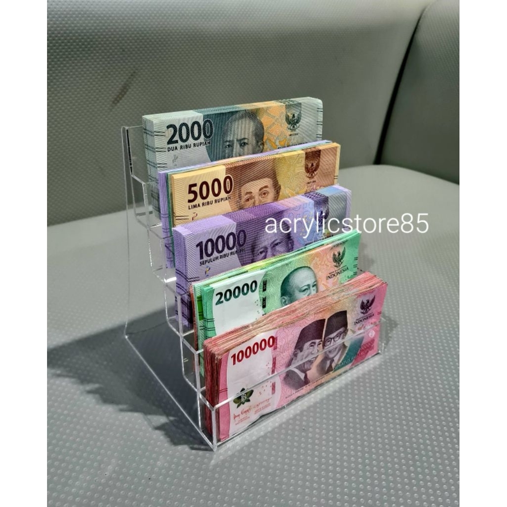 Jual Acrylic baki/kotak/stand uang 5 tingkat (bahan 2mm) | Shopee Indonesia