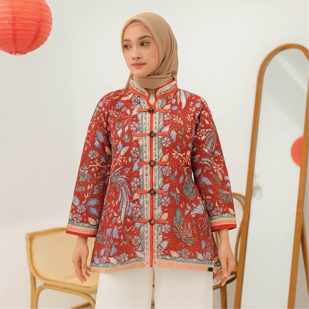 Jual Atasan Batik Cheongsam tiga negeri Batik Sanghai Baju Batik Wanita ...