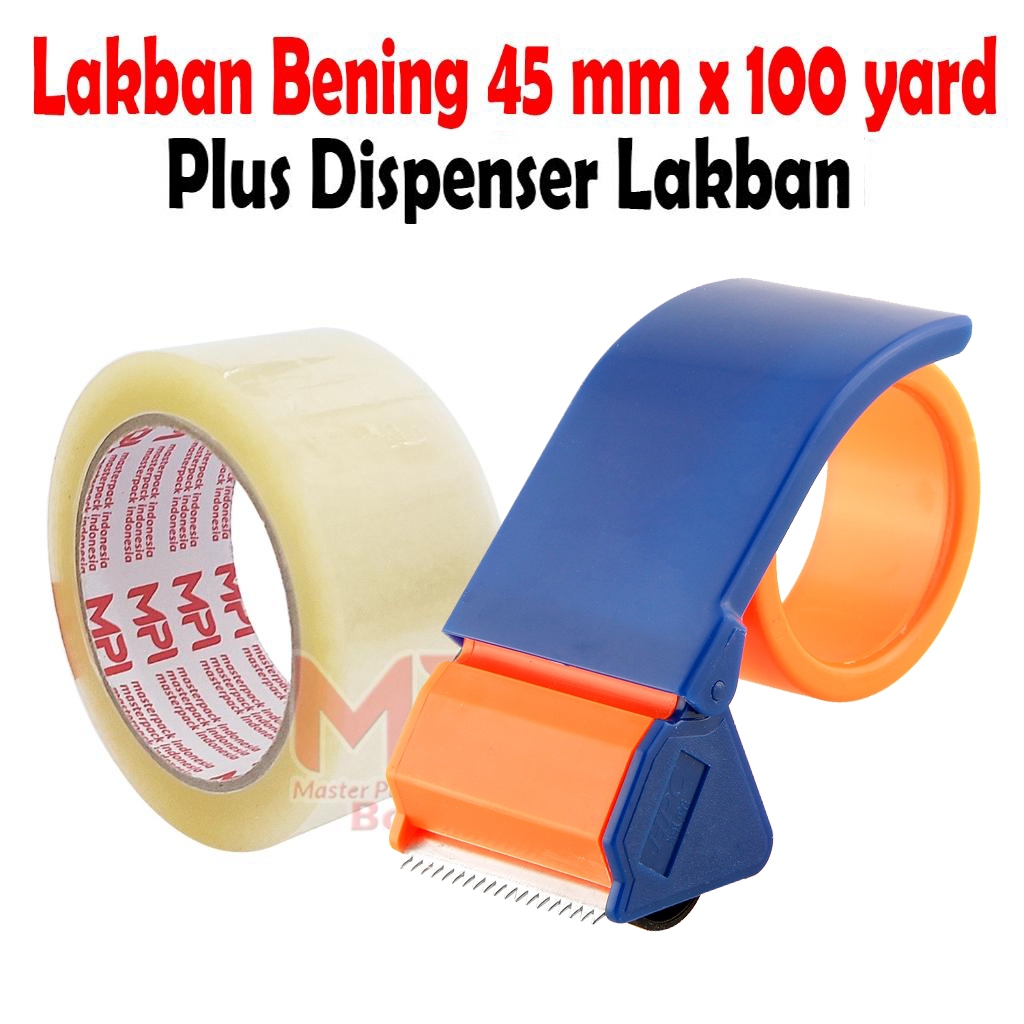 Jual Lakban Bening MPI 45 mm x 100 yard Plus Dispenser Lakban - Master ...