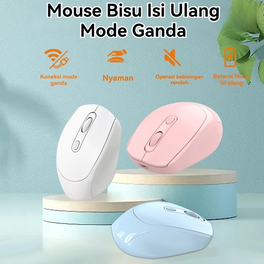 Jual Mouse Wireless Bluetooth 5.2+2.4G Silent Click Dual Mode ...