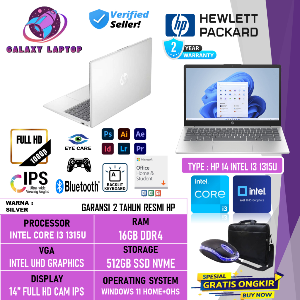 Jual Promo Laptop HP 14 EP0321TU Intel i3 1315U 16GB 512GB SSD 14 Inch ...