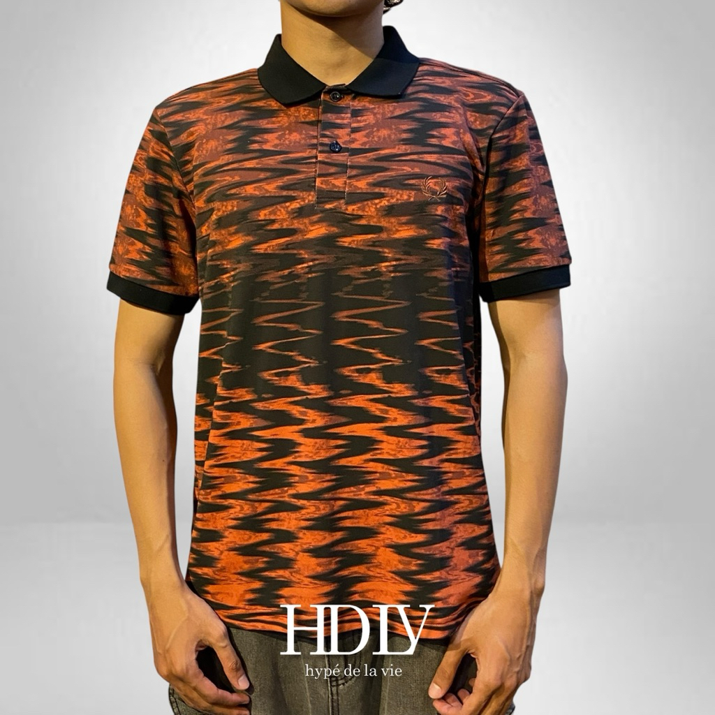 Jual FP FRED PERRY POLO ORANGE BLACK WAVE GRAPHIC (100% ORIGINAL ...