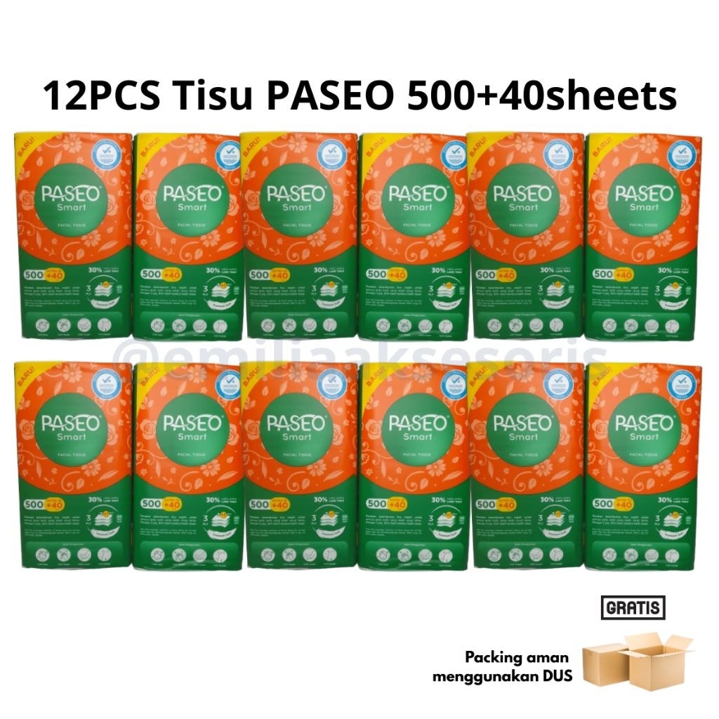 Jual [12PCS / 6PCS] 1 LUSIN Tisu Tissu Tissue Paseo 500+40 [540]sheets ...