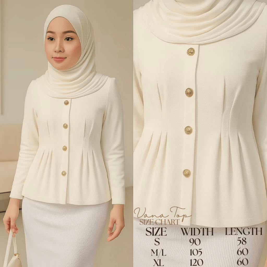 Jual Belawai - Vana Top Blouse Peplum Fit Body / Blouse Wanita Lengan ...