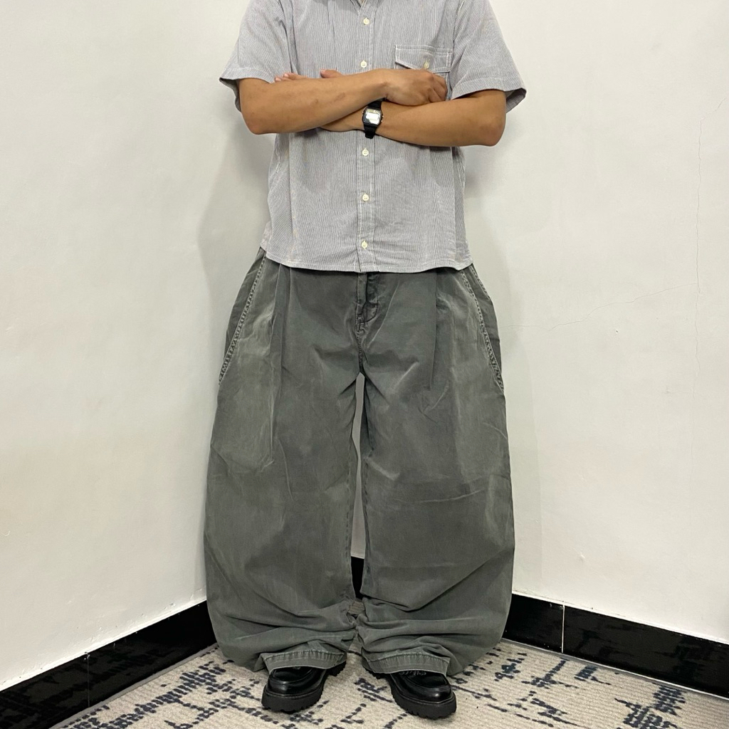 Jual Rippen Super Baggy pants silver grey | Shopee Indonesia