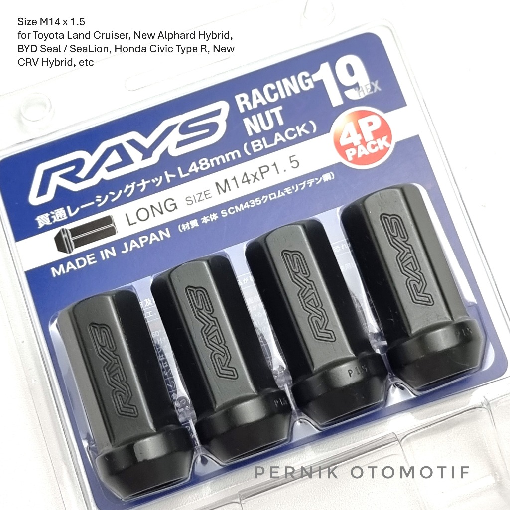 Jual RAYS RACING NUT M14 x 1.5 19HEX L48 Baut Mur Roda Lugnut Original ...