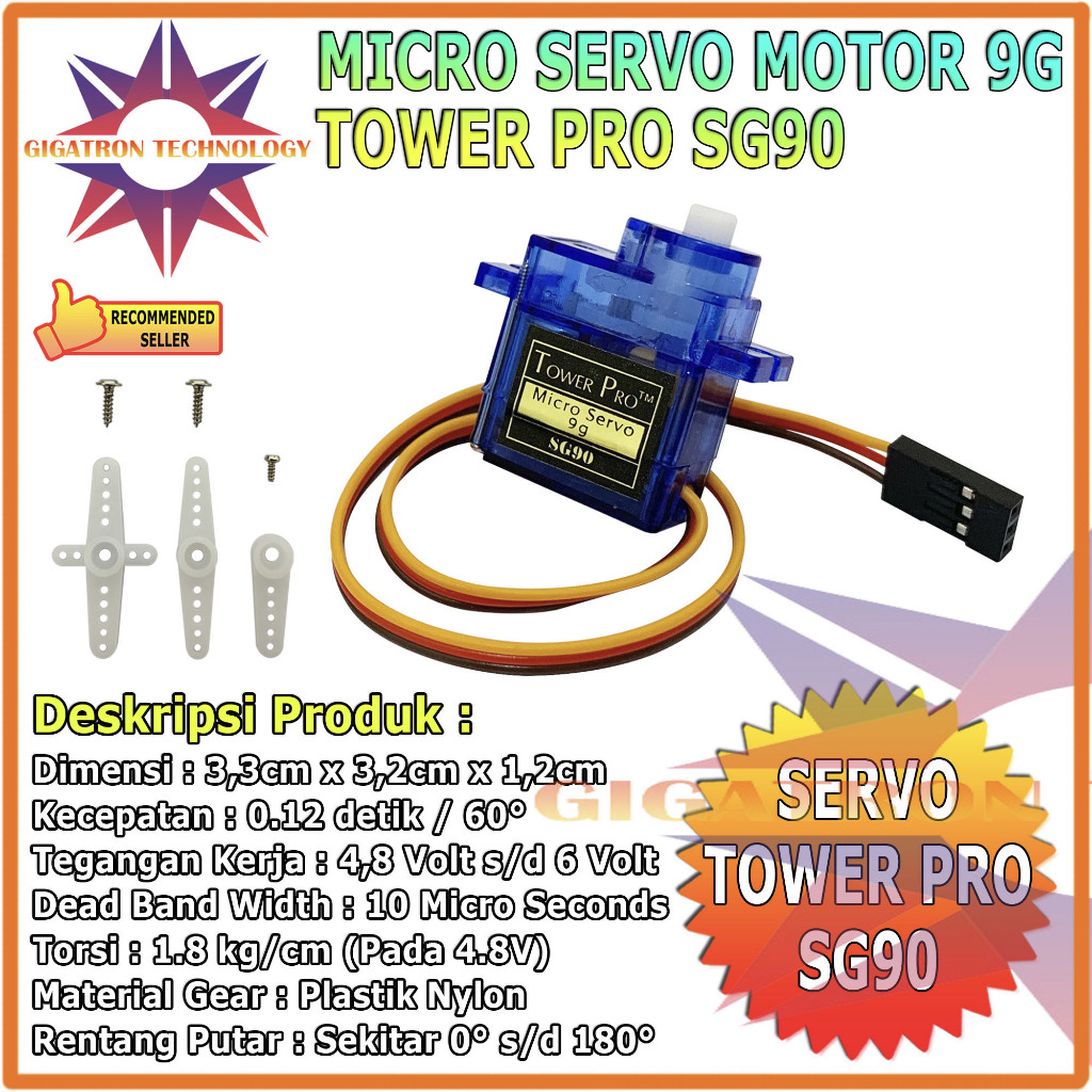 Jual TowerPro Motor Servo SG90 SG-90 9G / Motor Servo SG90 Tower Pro Micro 9G Mini + Aksesoris ...