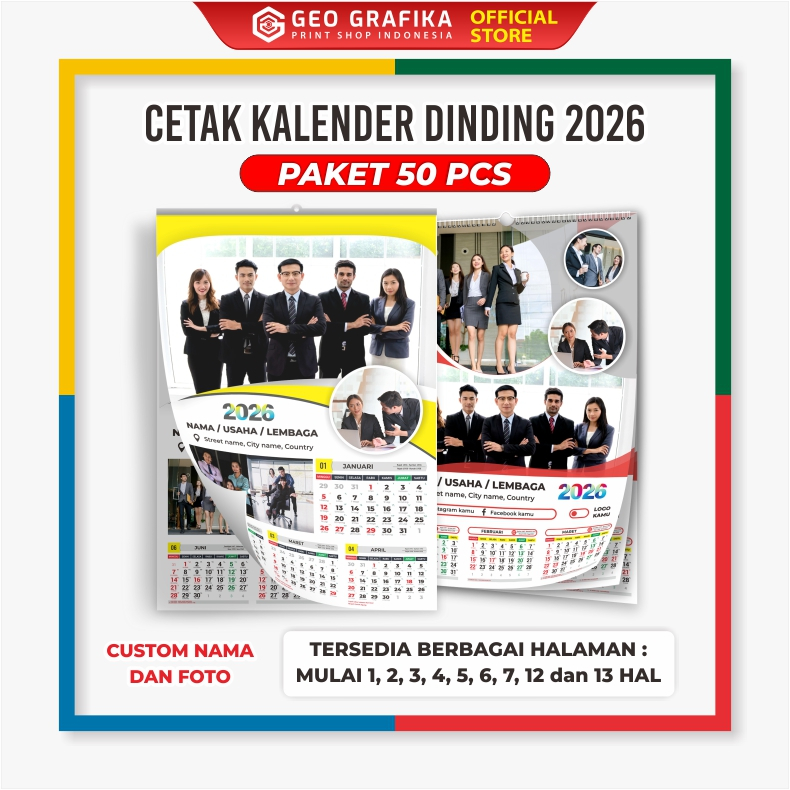 Jual 50 Pcs Cetak Kalender Dinding 2026 Custom - Geo Grafika | Shopee ...