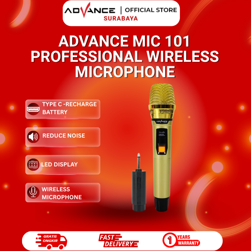 Jual Advance Mic 101 Professional Wireless Microphone Single MIC-101 ...