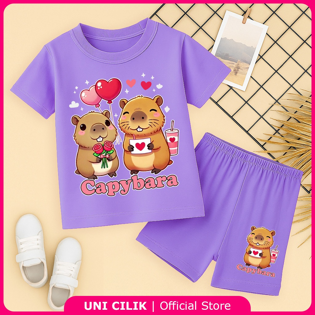 Jual Baju Capybara Setelan Pendek Anak Cewek dan Cowok usia 1-10Tahun One-Set 1986 | Shopee ...