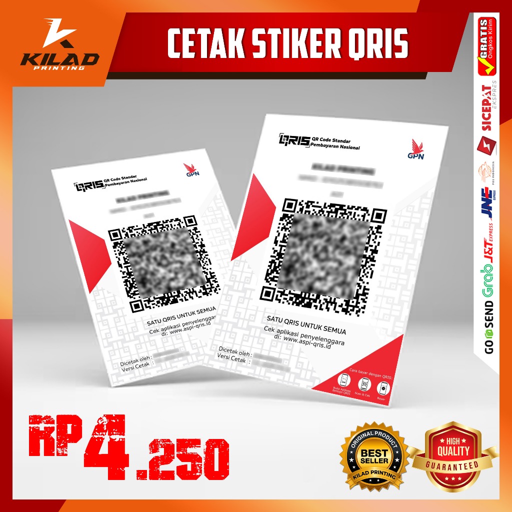 Jual Stiker QRIS Barcode Bank, DANA, GOPAY, dll, Sticker Vinyl, Tahan ...