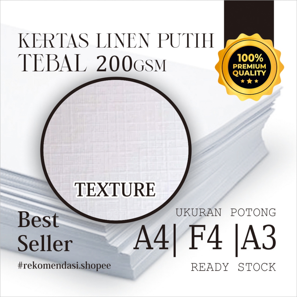 Jual KERTAS LINEN TEXTURE WARNA PUTIH Ready ukuran A4 | F4 | A3 ...