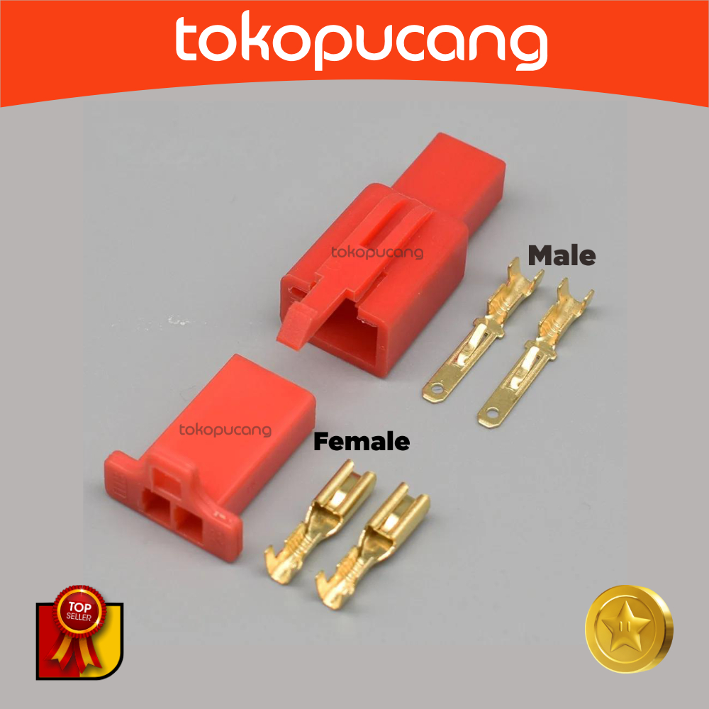 Jual Soket Mini 2P 2,8mm MERAH Skun 2 Pin Male + Female Socket Motor ...