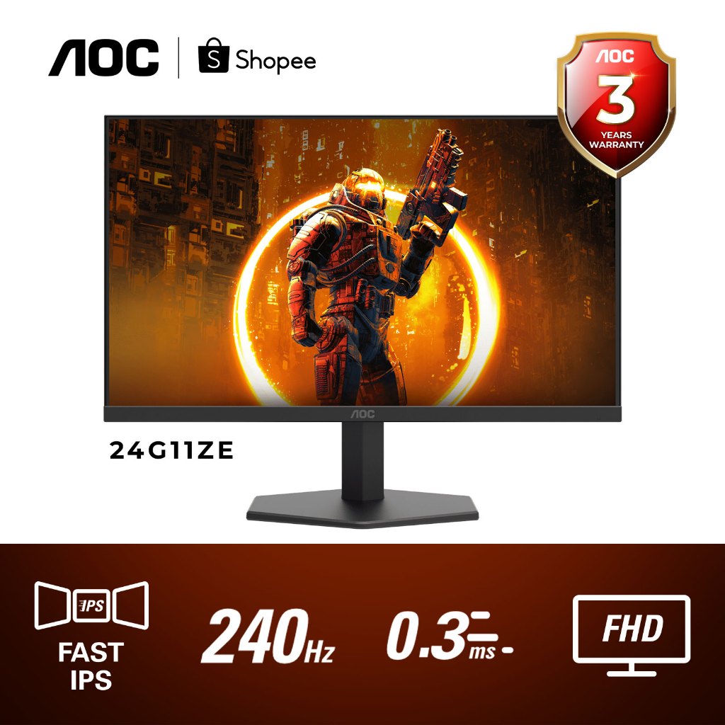 Jual Monitor LED AOC 24G11ZE Adaptive Sync 23,8" FAST-IPS 200Hz(240Hz ...