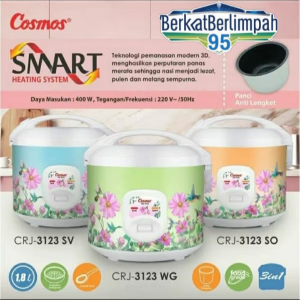 Jual COSMOS CRJ-3123 SO / SV / WG (100% ORI) Magic Com Rice Cooker ...