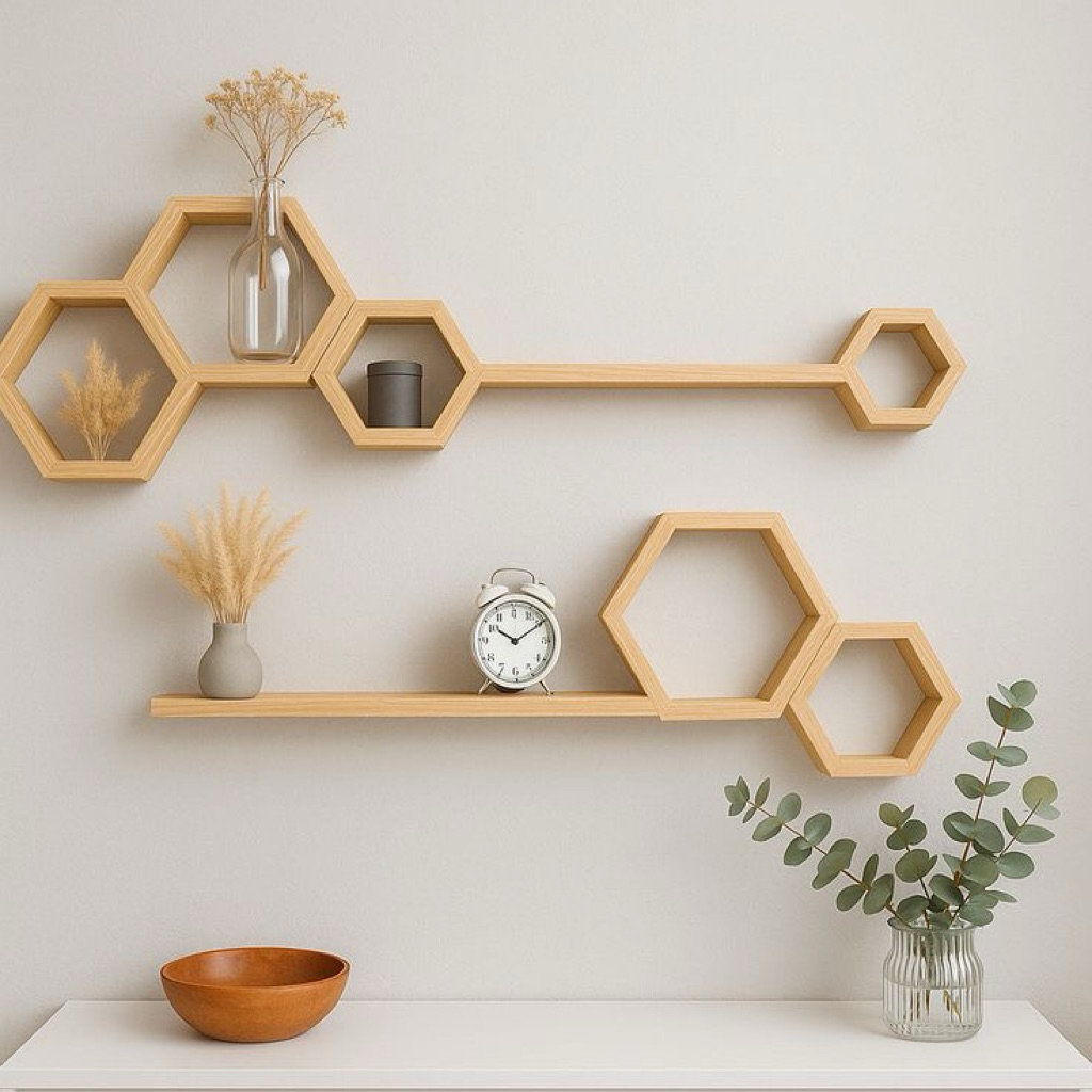 Jual Rak Dinding Hexagonal 1 Set Ambalan Hiasan Dinding Aesthetic ...